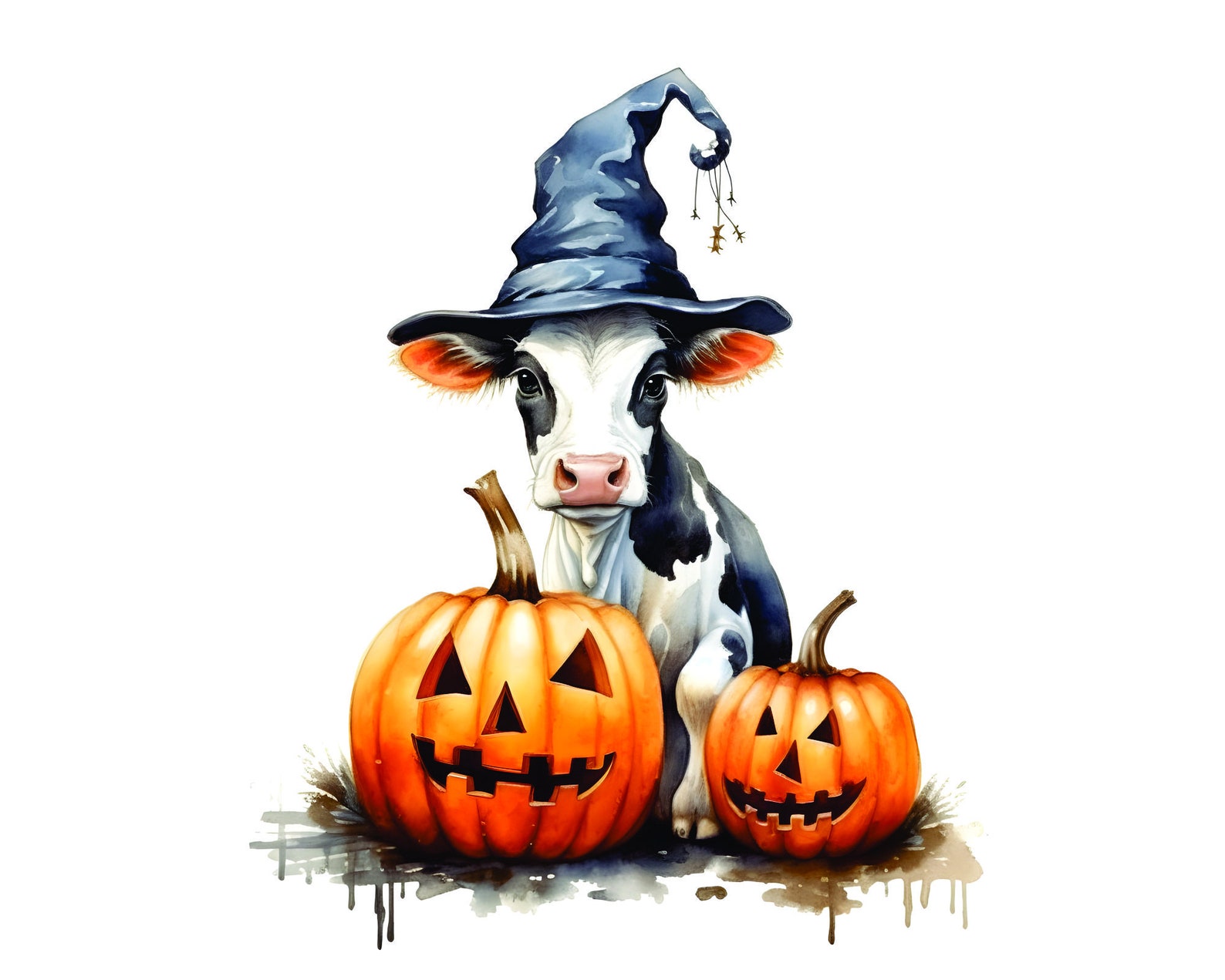 Halloween Cow Clipart 16 Jpgs Watercolor Cow Halloween - Etsy