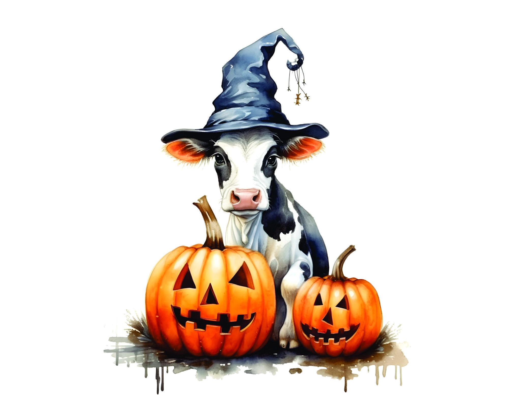 Halloween Cow Clipart 16 Jpgs Watercolor Cow Halloween - Etsy