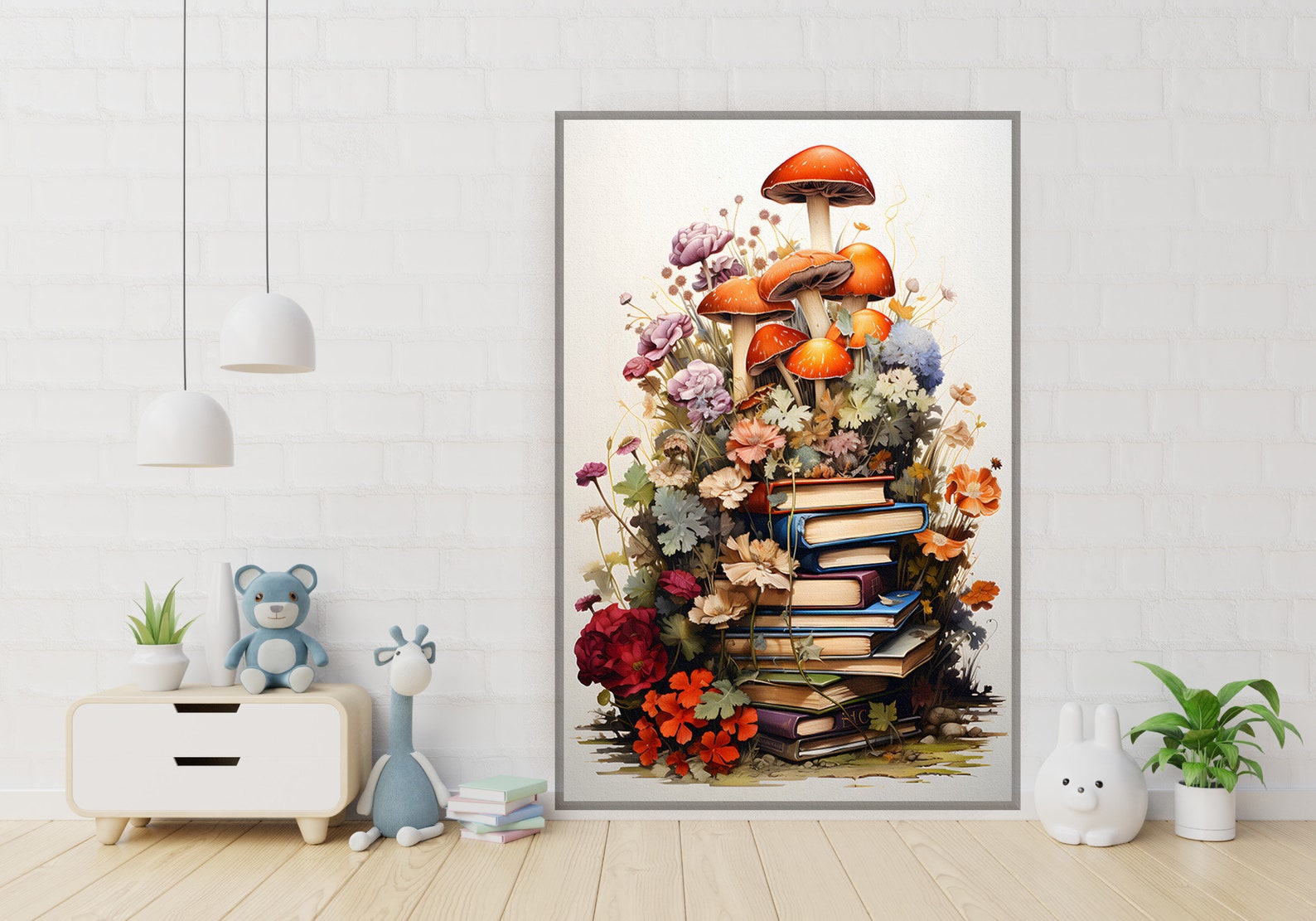 Stank of Books Wall Art, Downloadable Art Print, Books Wildflowers and ...