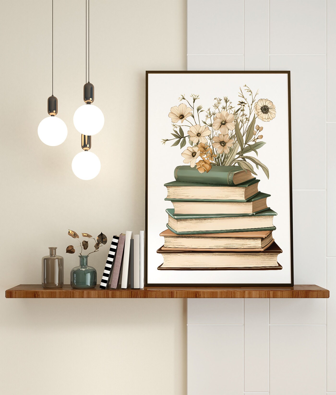 Stack of Books Wall Art, Downloadable Art Print, Printable Wall Art ...