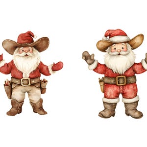 Cowboy Santa Clipart: Western Christmas 16 PNG Images (digital Download ...
