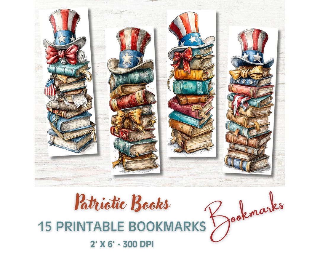 Patriotic Books Bookmark: Watercolor Uncle Sam Design (printable 2x6 ...