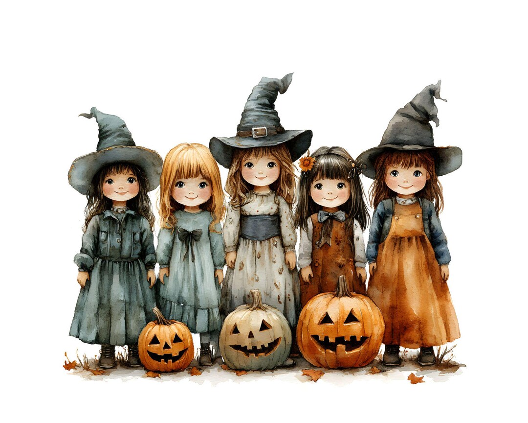 Vintage Halloween Kids Clipart, 30 JPG, Halloween Clip Art, Paper ...