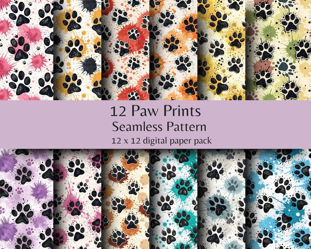 Abstract Dog Paw Print Seamless Pattern, Digital Paper, Pet Lover ...