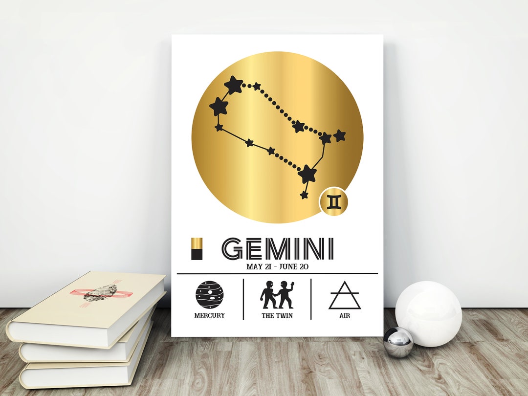 Gemini Zodiac Poster Gemini Wall Art Zodiac Poster - Etsy