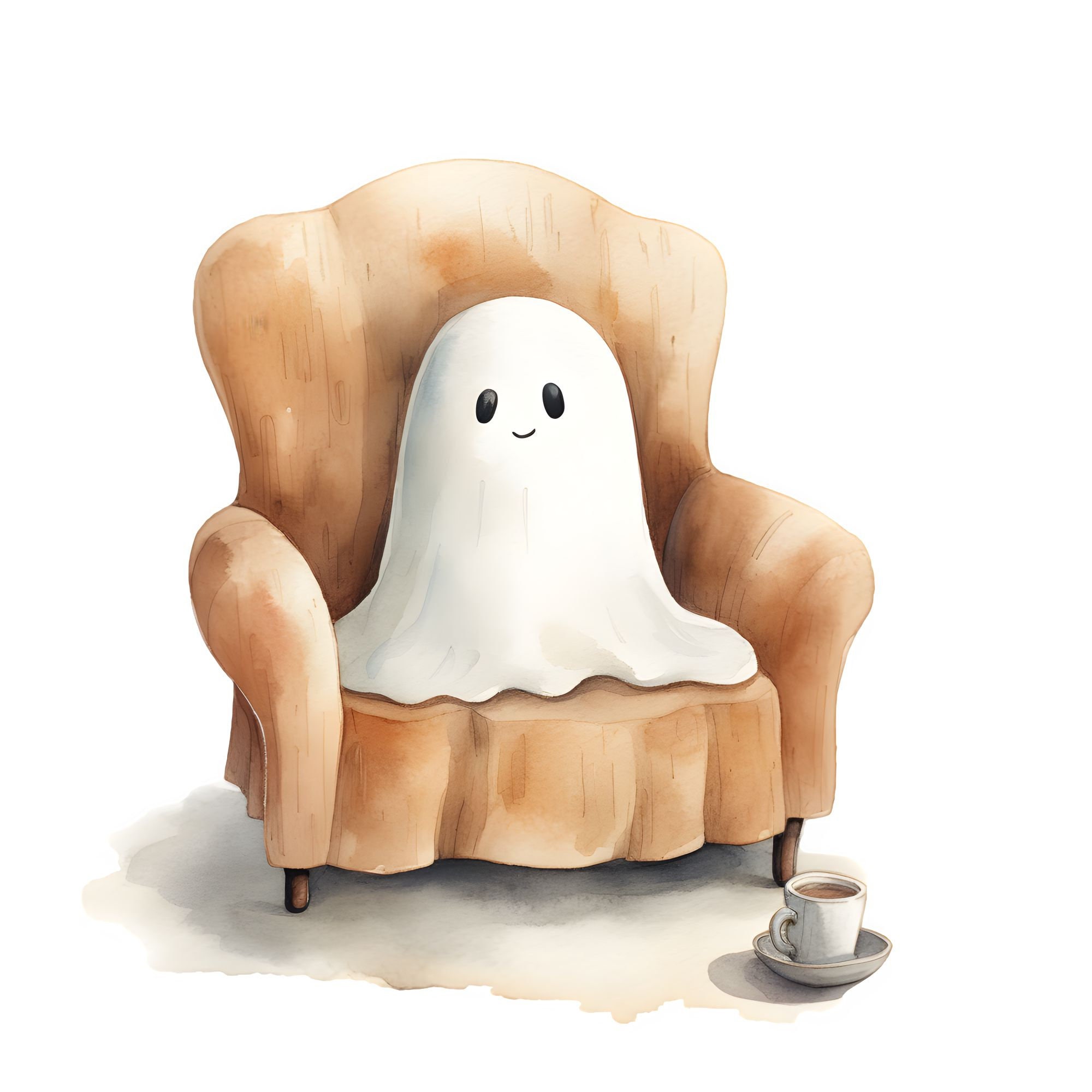 Ghost on Chair Clipart, Ghost PNG, Halloween Clipart, Cute Ghost Png ...