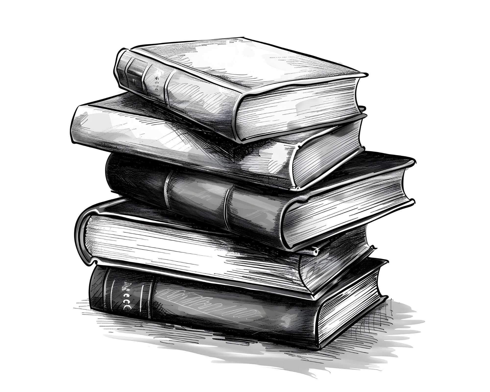 Sketch Stack of Books Clipart, 18 JPG, Black and White, Book Clip Art ...