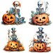 Halloween Skeleton and Pumpkin Clipart, 16 Jpgs, Watercolor Halloween ...
