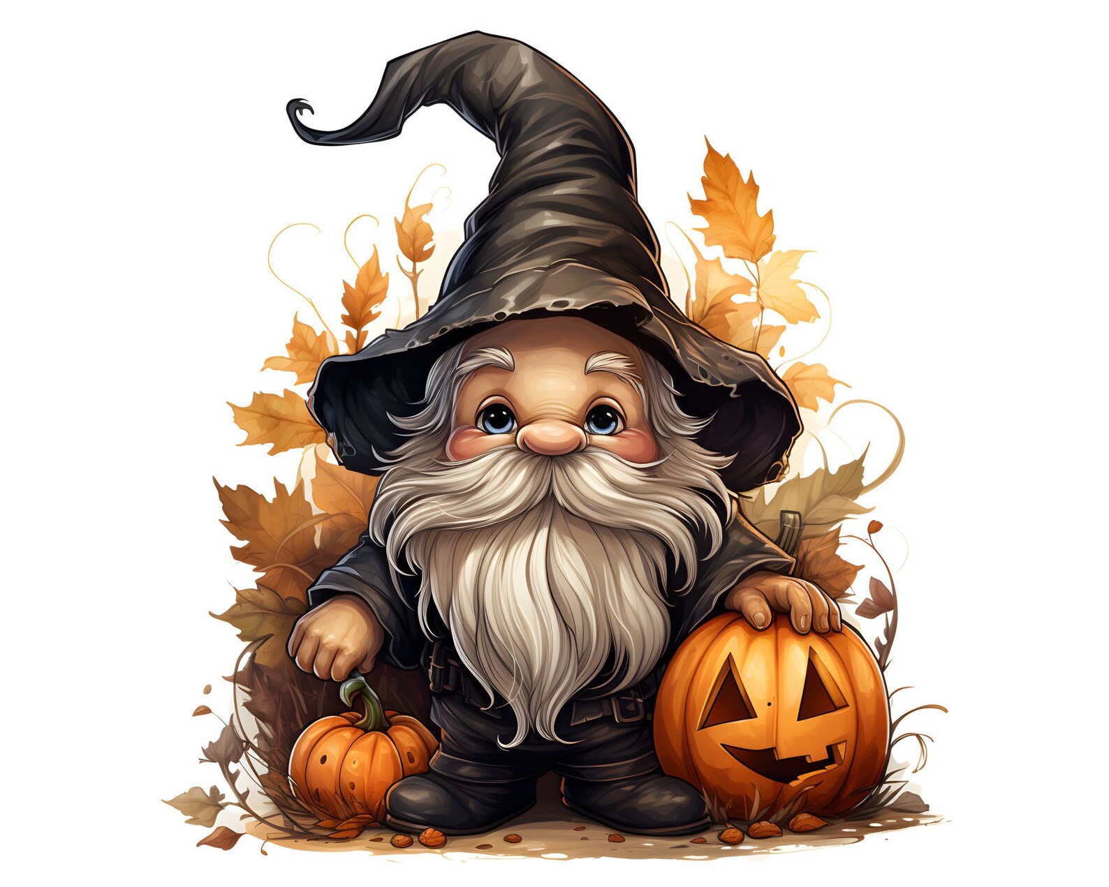 Watercolor Halloween Gnome Clipart 16 JPG Witch Gnome - Etsy