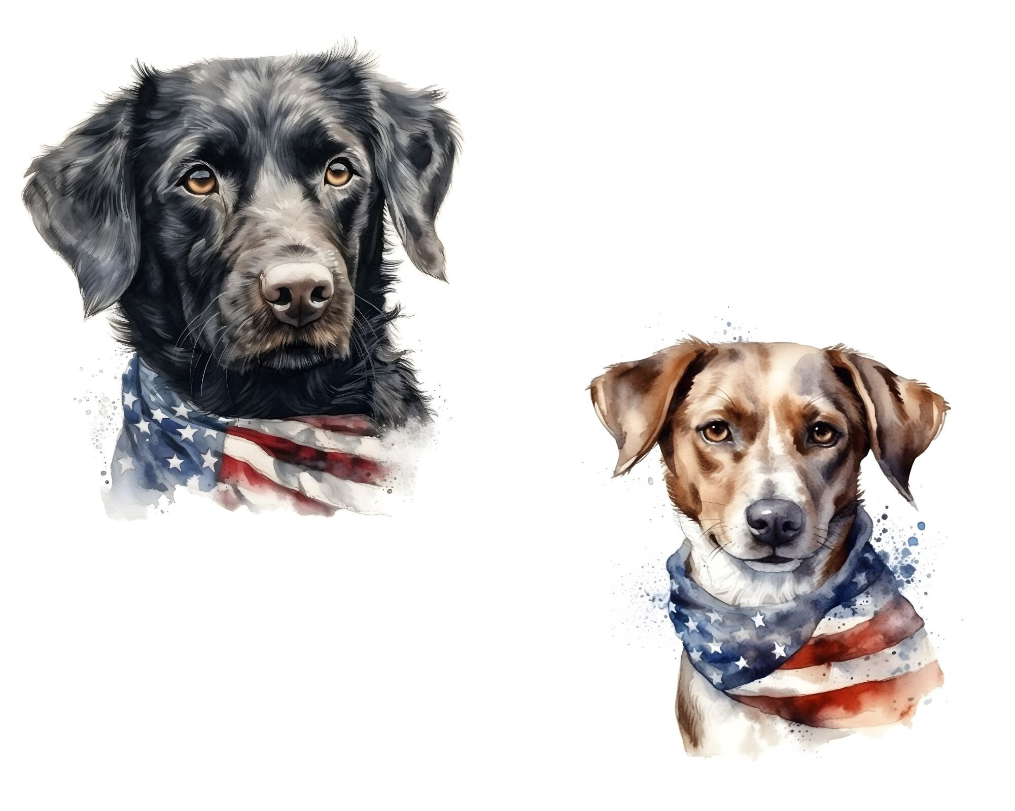 Watercolor Patriotic Mutt Dog Clipart: 4th of July Jpgs (digital ...