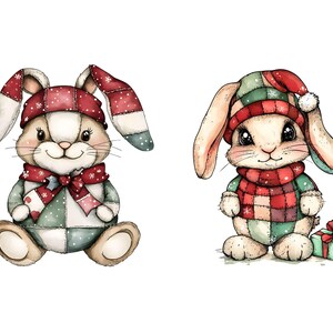 Cute Christmas Bunny Clipart, 14 JPG, Whimsical Xmas Clip Art, Paper ...