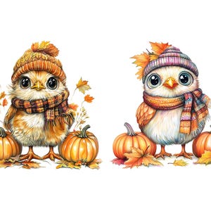Autumn Chicken Clipart, 14 JPG, Cute Fall Clip Art, Paper Crafting ...