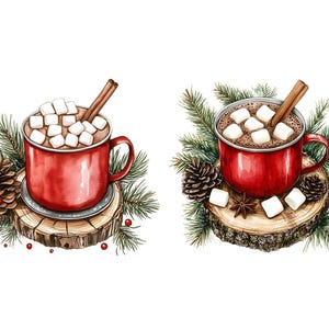 Christmas Hot Chocolate Clipart: Festive Cocoa JPG Images (digital ...