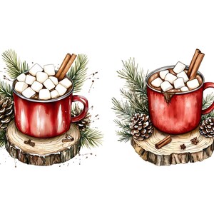 Christmas Hot Chocolate Clipart: Festive Cocoa JPG Images (digital ...