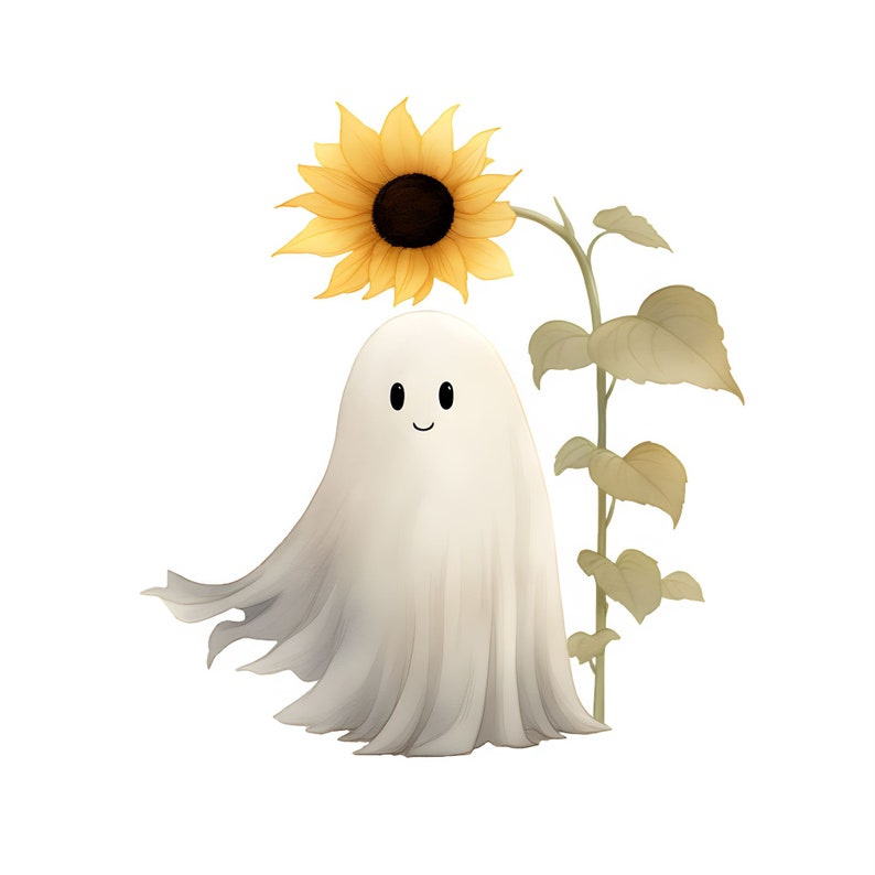 Sunflower Ghost Clipart Ghost Png Halloween Clipart - Etsy