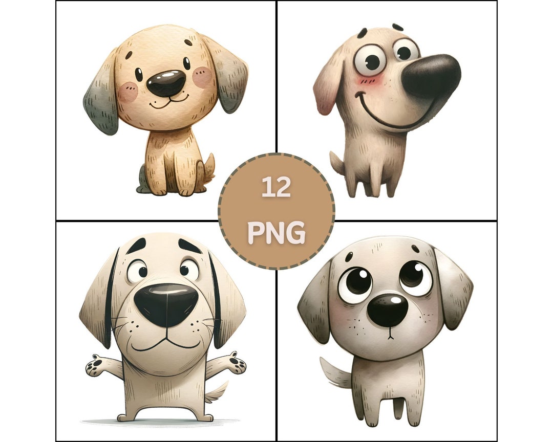 Funny Labrador Retriever Clipart, 12 PNG, Whimsical Quirky, Sublimation ...