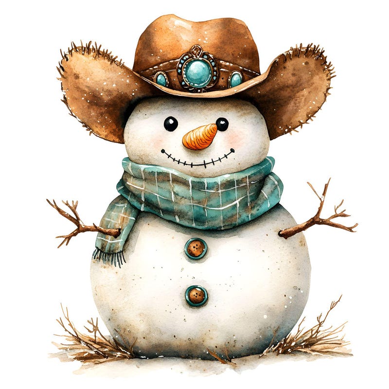 Snowman With Cowboy Hat - Etsy