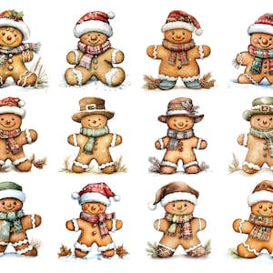 Christmas Gingerbread Man Clipart Bundle, 60 JPG, Xmas Clip Art, Card ...