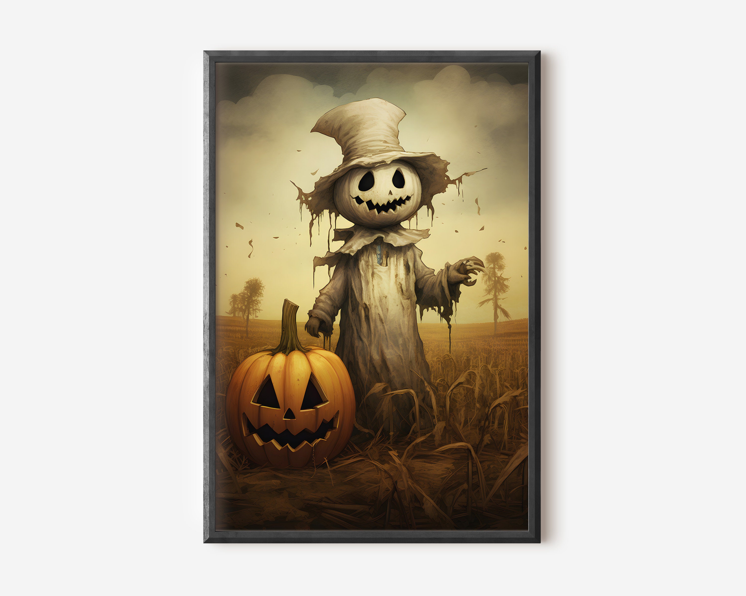 Halloween Scarecrow Printable Wall Art Vintage Halloween Wal - Etsy