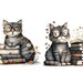Cat With Stack of Books Clipart, 16 JPG, Watercolor Kitten, Cute Cat ...