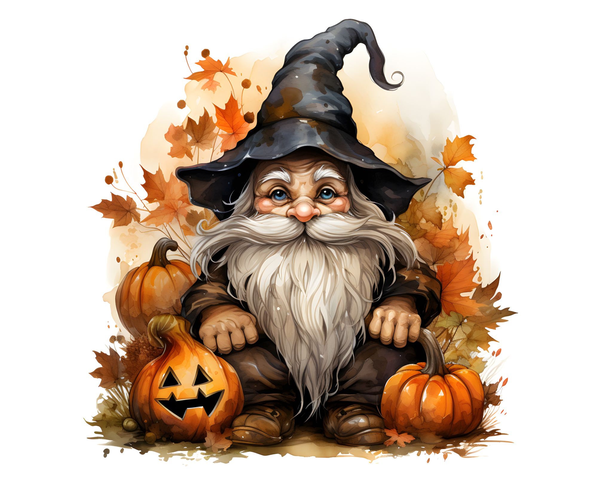 Watercolor Halloween Gnome Clipart, 16 JPG, Witch Gnome, Watercolor ...