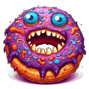 Monster Halloween Donut, 12 High-quality Jpgs, Spooky Donut, Halloween ...