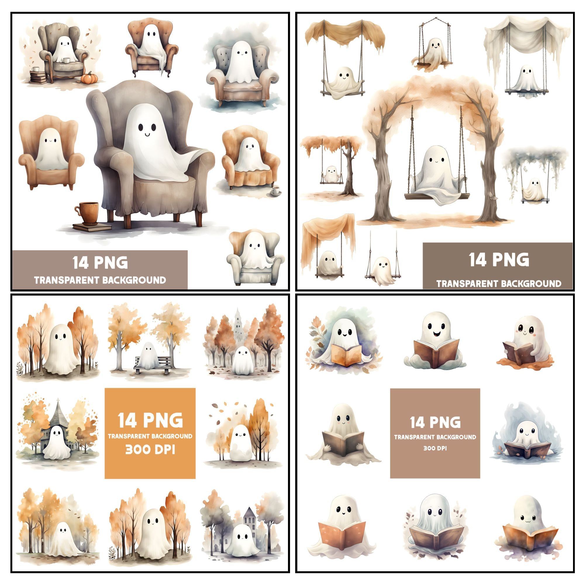 Mega Bundle Ghost Clipart Ghost Png Halloween Clipart - Etsy