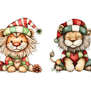 Cute Christmas Lion Clipart, 14 JPG, Whimsical Xmas Clip Art, Paper ...
