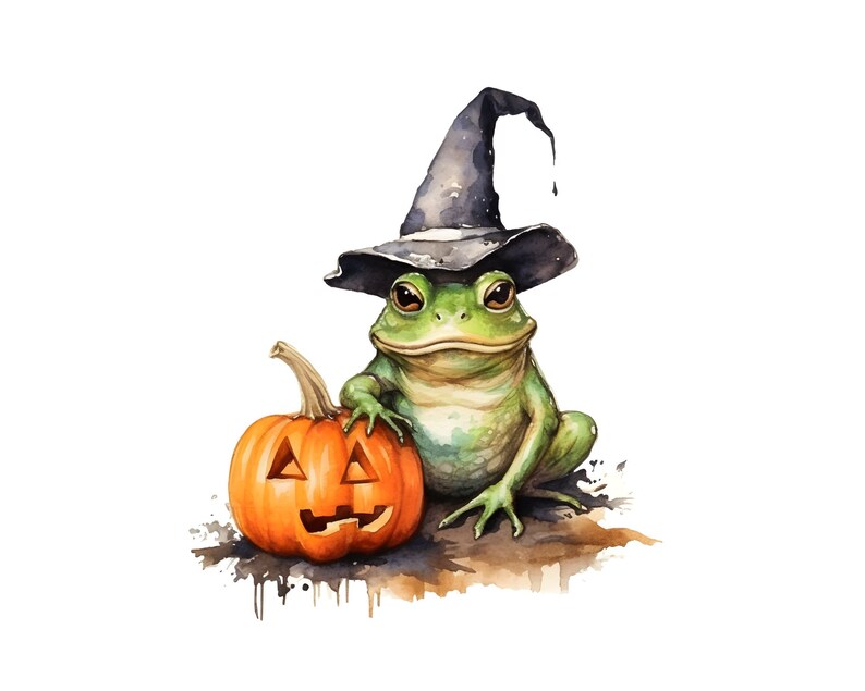 Halloween Frog Clipart, 12 Jpgs, Witch Frog, Card Making, Paper ...