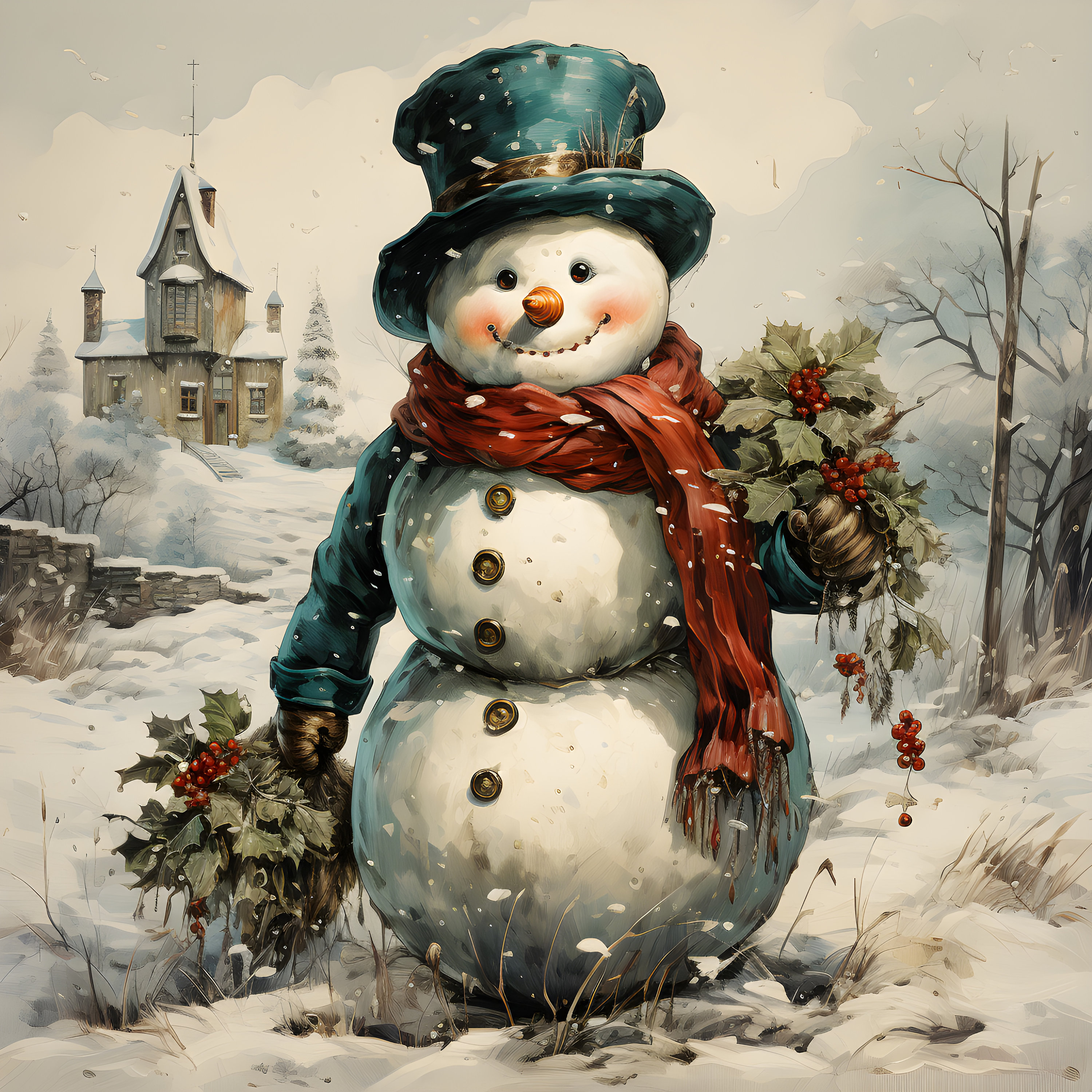 Snowman Decor, Snowman Printable, Square Wall Art, Christmas Wall Art ...