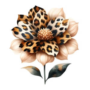 Leopard Flowers Clipart, 12 PNG, Watercolor Flower Clip Art ...