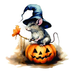 Halloween Mouse Clipart, 16 Jpgs, Watercolor Mouse, Halloween Clipart ...