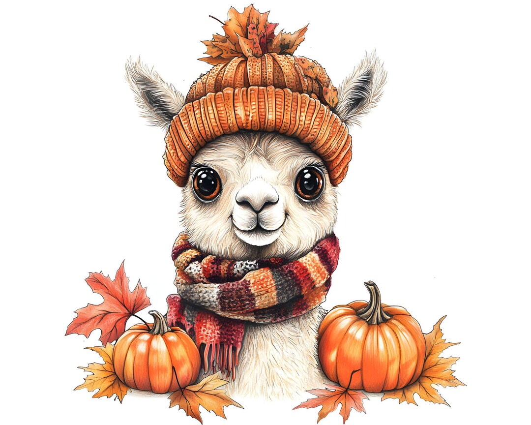 Autumn Alpaca Clipart, 14 JPG, Cute Fall Clip Art, Paper Crafting, Card ...