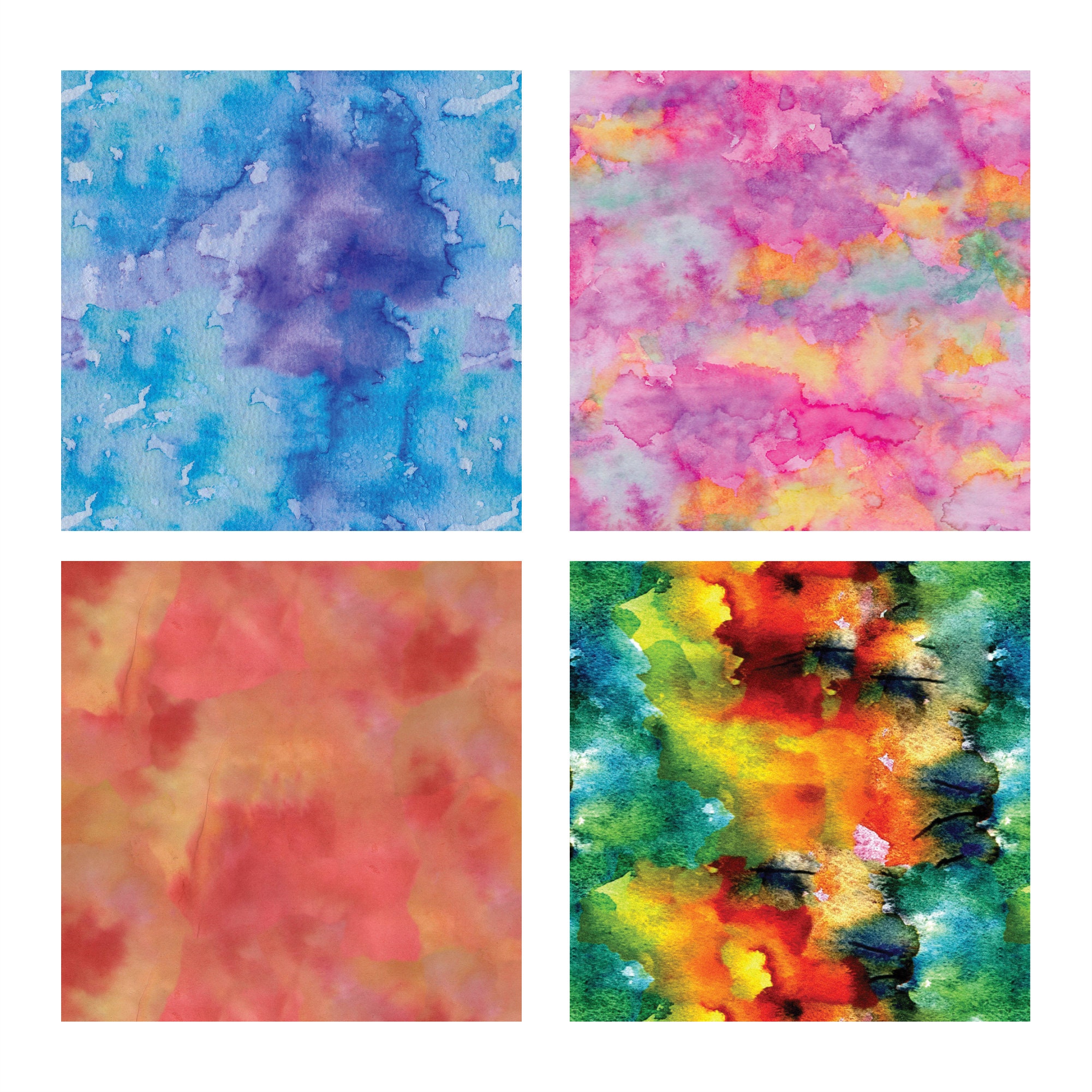 Watercolor Digital Paper, Watercolor Colorful Textures, Watercolor ...