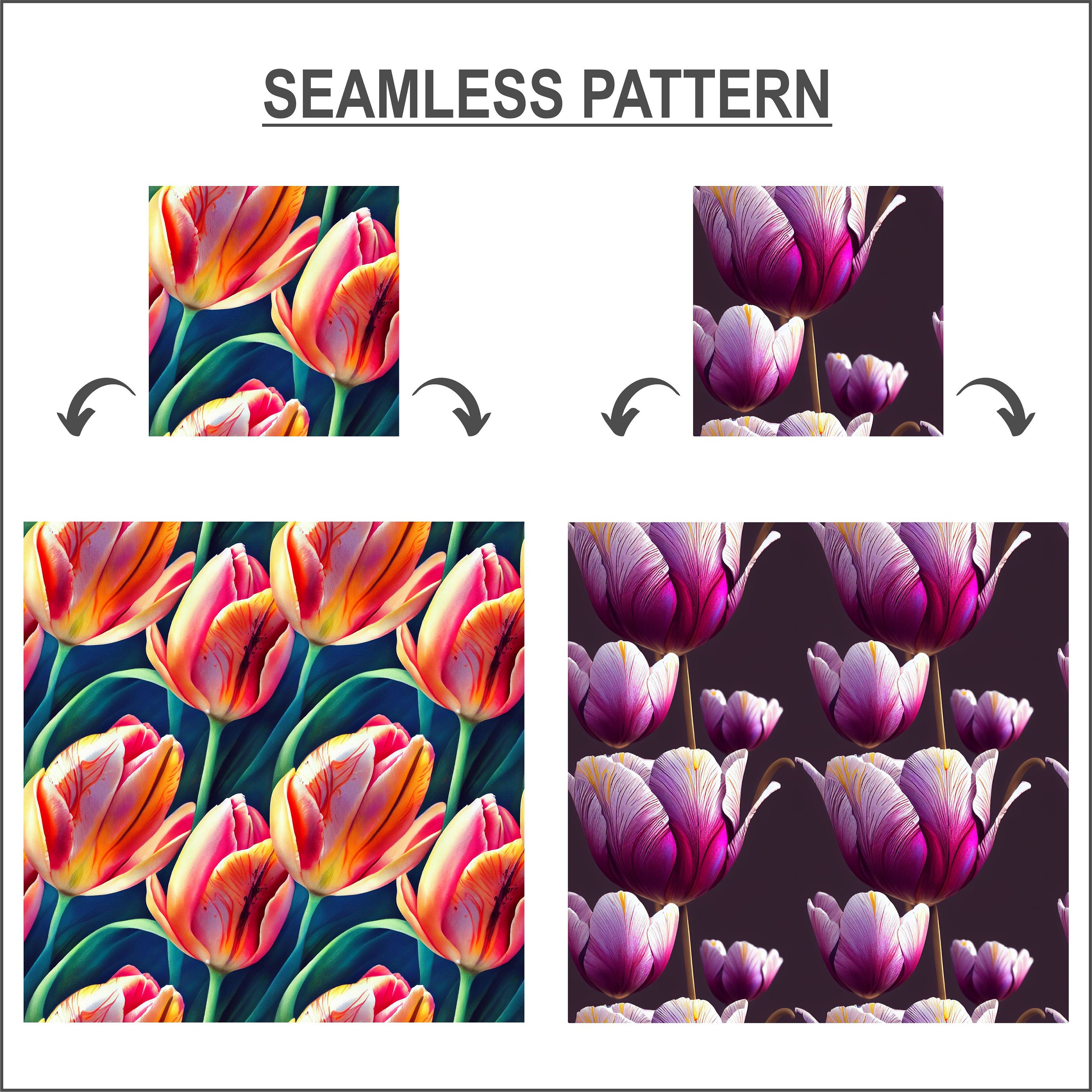 Spring Tulip Seamless Pattern Repeating Flowers Digital - Etsy