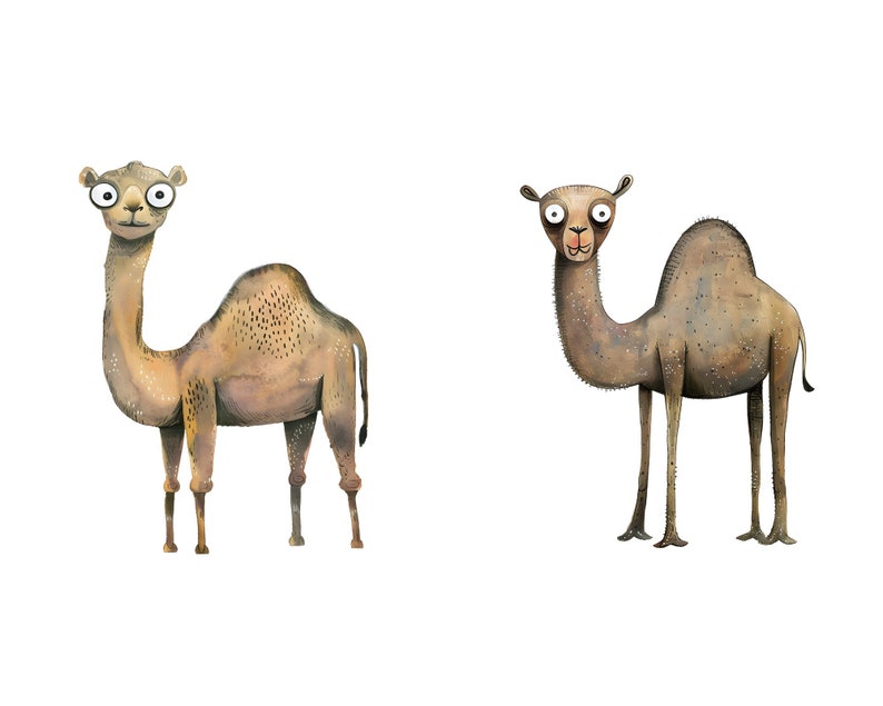 Quirky Funny Camel Clipart, 16 PNG, Whimsical Clip Art, Nursery Art ...