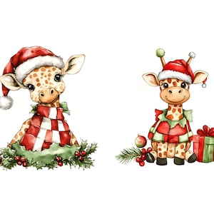 Christmas Giraffe Clipart, 14 JPG, Whimsical Xmas Clip Art, Paper ...