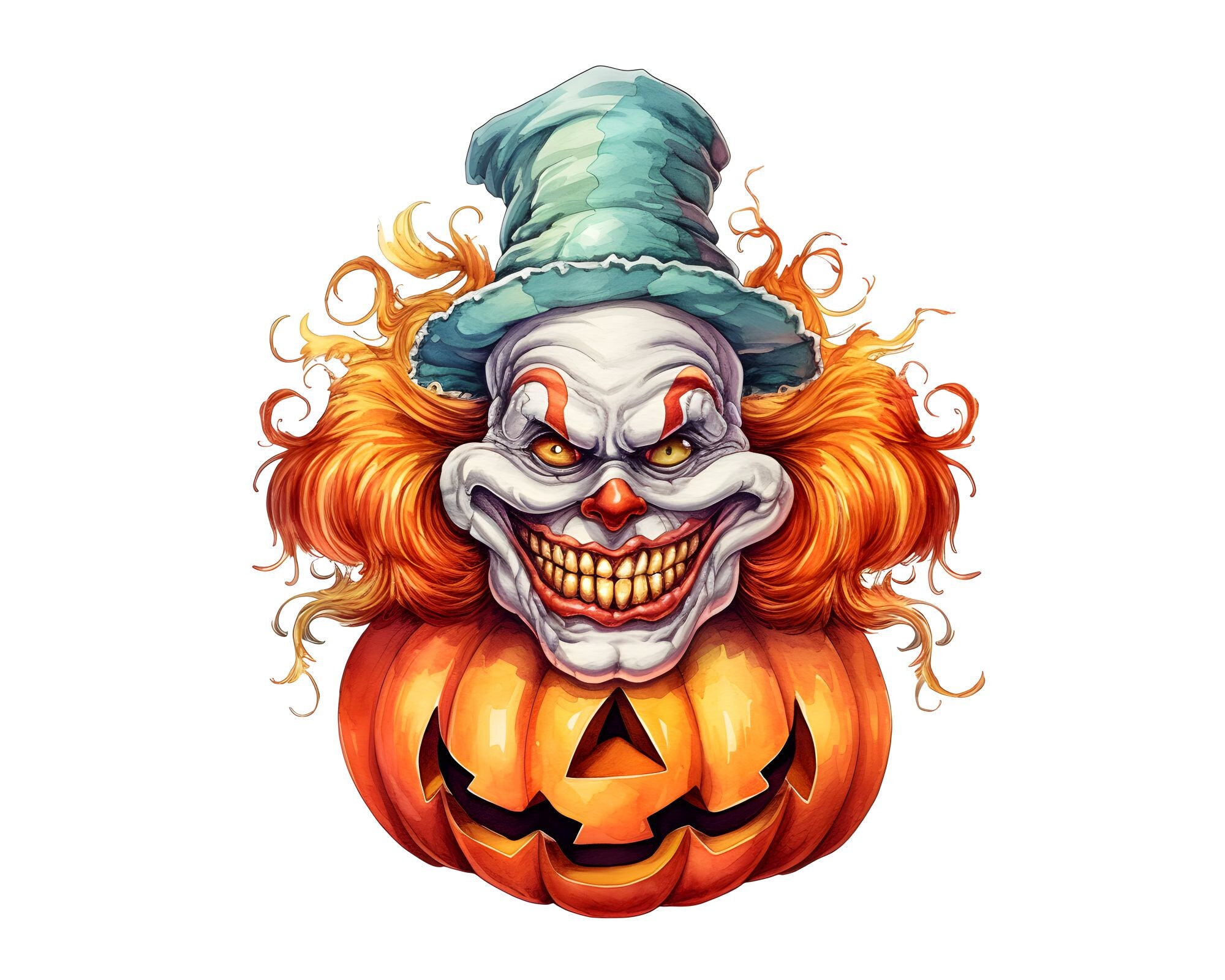 Halloween Scary Clown Clipart 14 Jpgs Watercolor Clown - Etsy