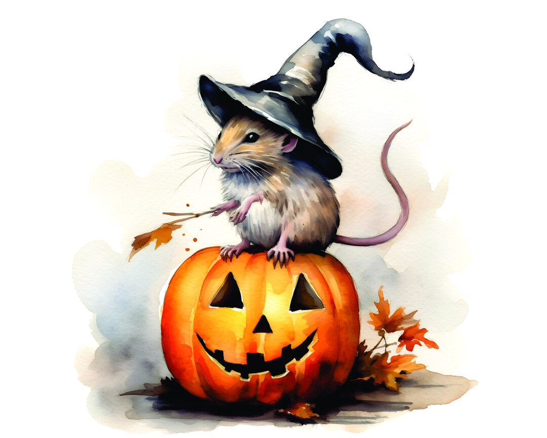 Halloween Mouse Clipart, 16 Jpgs, Watercolor Mouse, Halloween Clipart ...