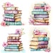 Shabby Chic Stack of Books Clipart, 18 High Quality JPG, Watercolor ...