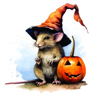 Halloween Mouse Clipart, 16 Jpgs, Watercolor Mouse, Halloween Clipart ...