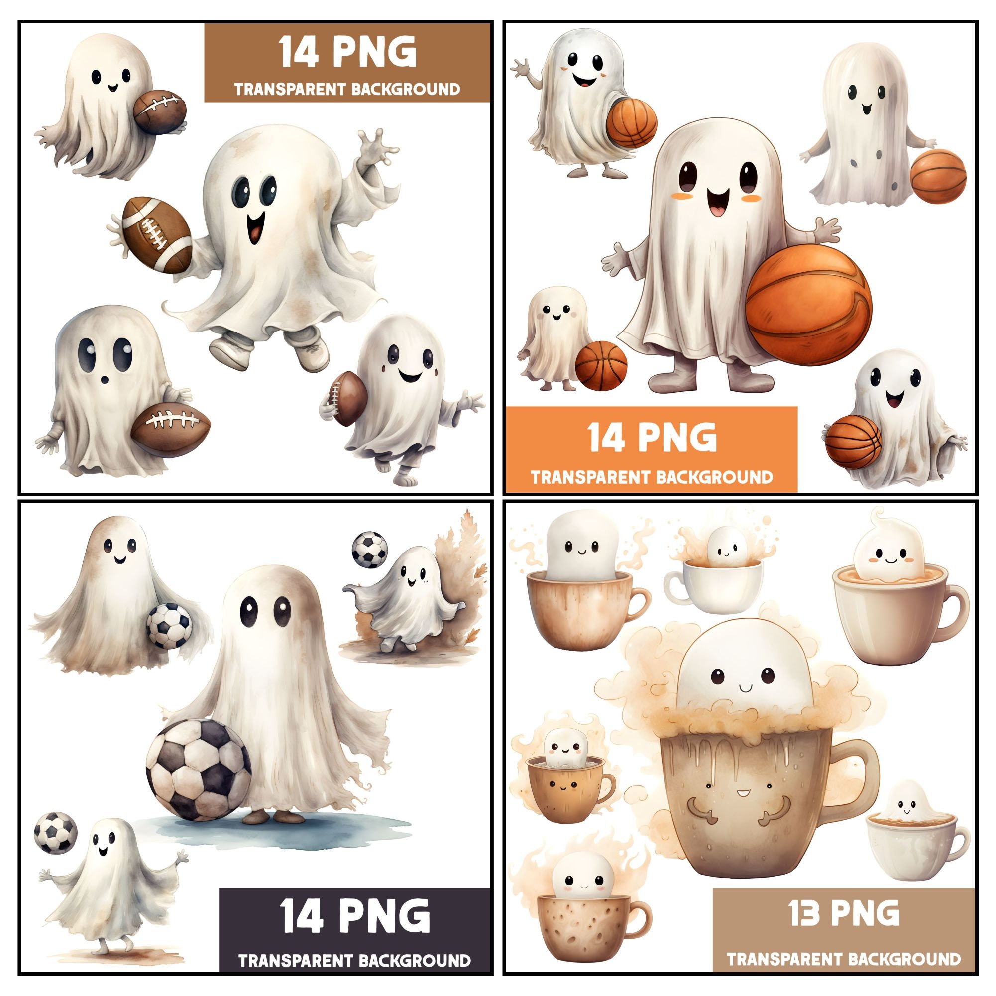 Mega Bundle Ghost Clipart Ghost Png Halloween Clipart - Etsy