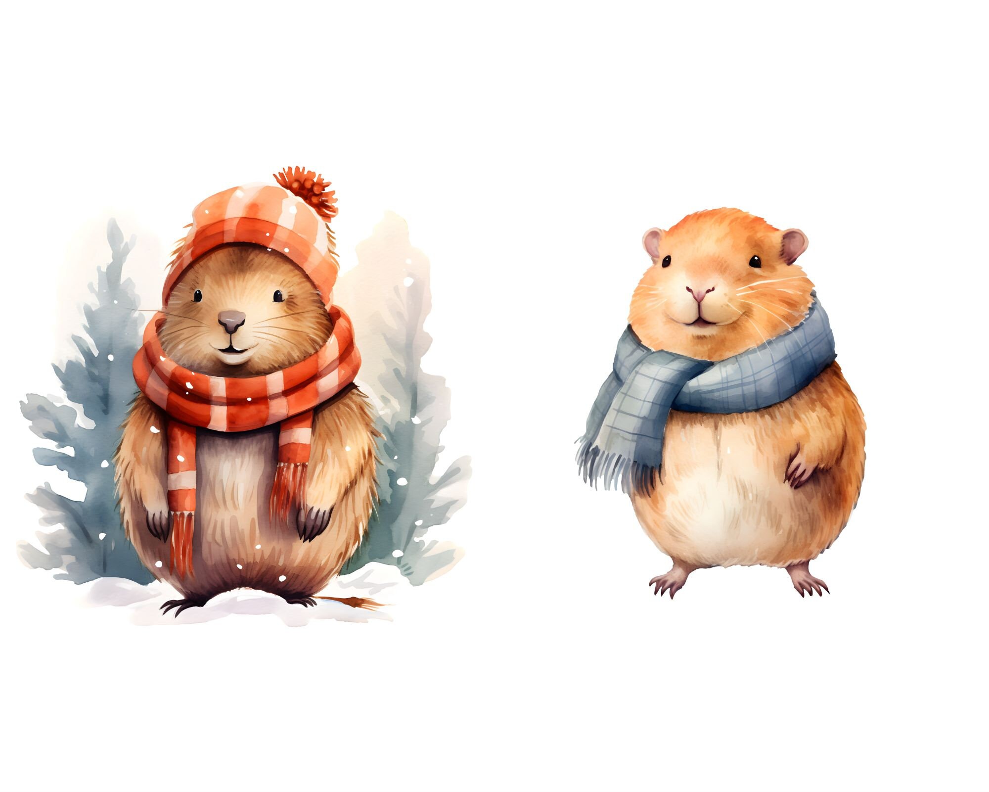 Winter Capybara Clipart, 10 PNG, Winter Clipart, Animal Clipart, Animal ...