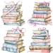 Shabby Chic Stack of Books Clipart, 18 High Quality JPG, Watercolor ...