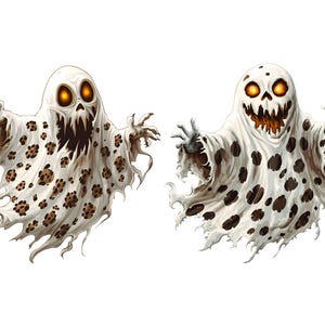 Spooky Halloween Leopard Ghost Clipart, 14 PNG, Sublimation Clip Art ...