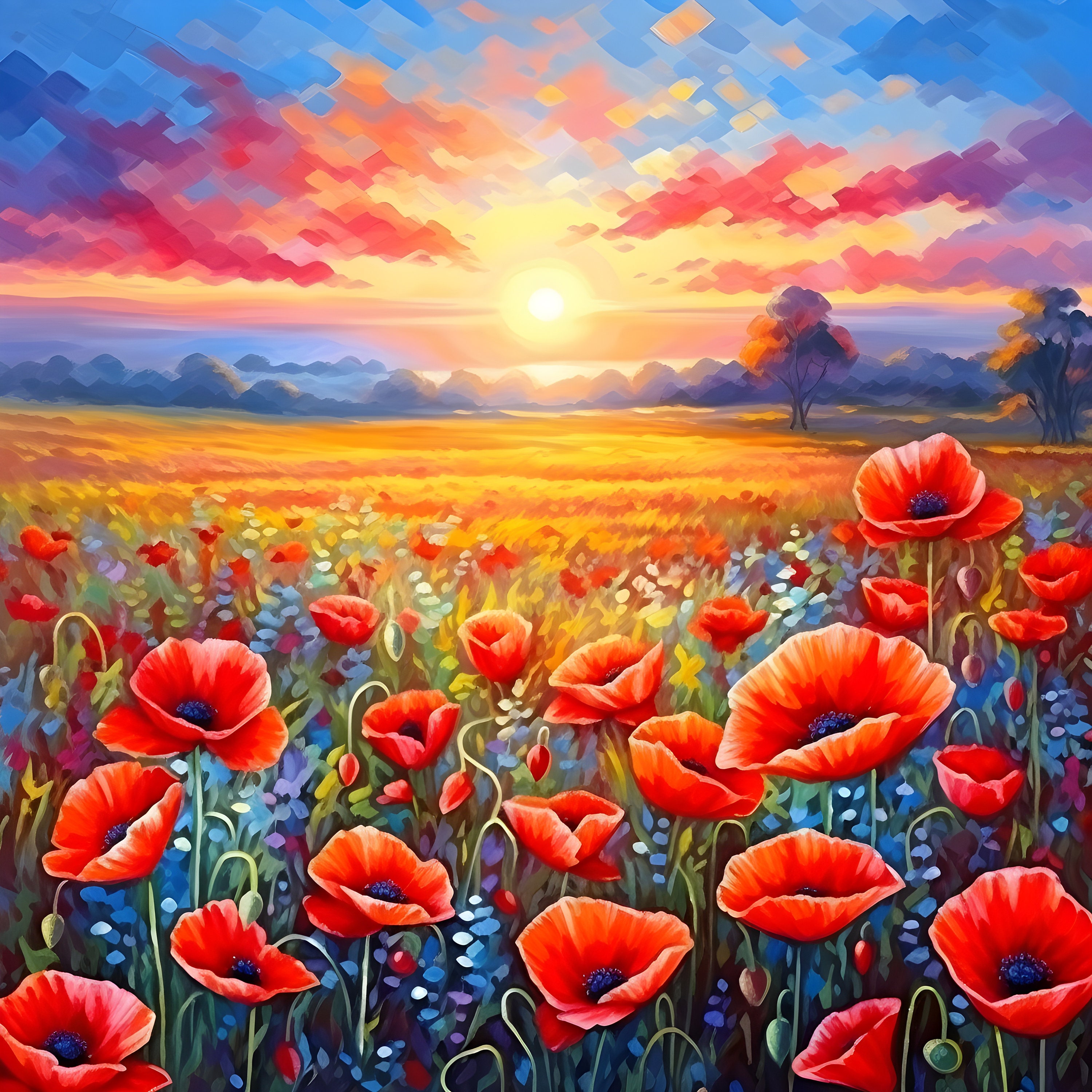 Poppy Field Clipart 12 Jpgs Watercolor Poppy Poppies - Etsy