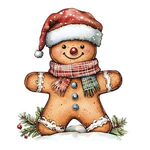 Christmas Gingerbread Man Clipart Bundle, 60 JPG, Xmas Clip Art, Card ...