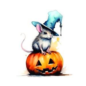 Halloween Mouse Clipart, 16 Jpgs, Watercolor Mouse, Halloween Clipart ...