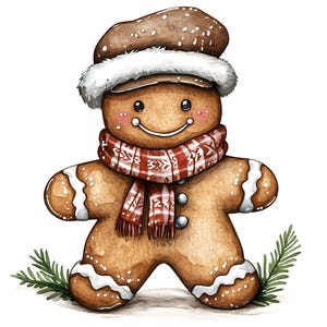 Christmas Gingerbread Man Clipart Bundle, 60 JPG, Xmas Clip Art, Card ...