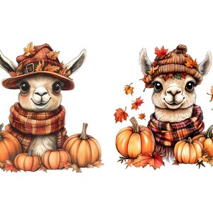 Autumn Llama Clipart, 14 JPG, Cute Fall Clip Art, Paper Crafting, Card ...